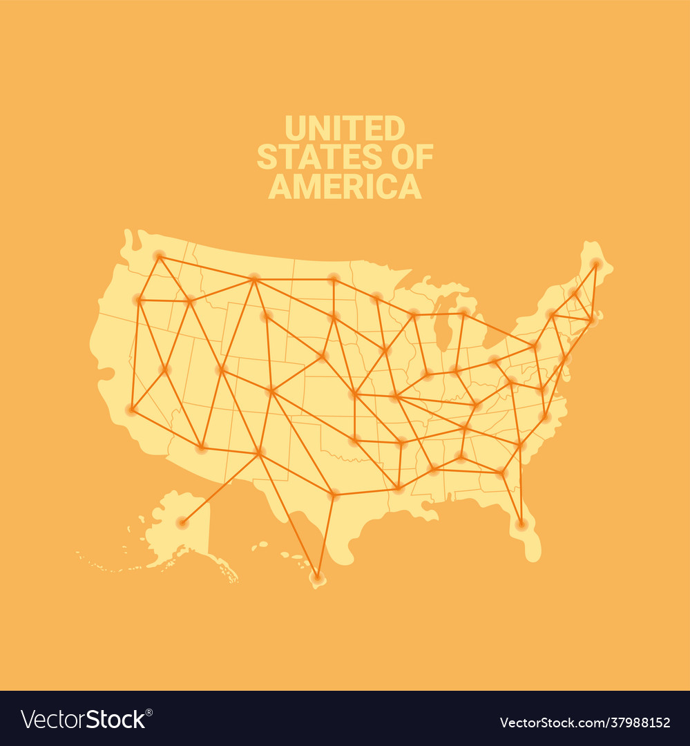 Usa interconnection map Royalty Free Vector Image