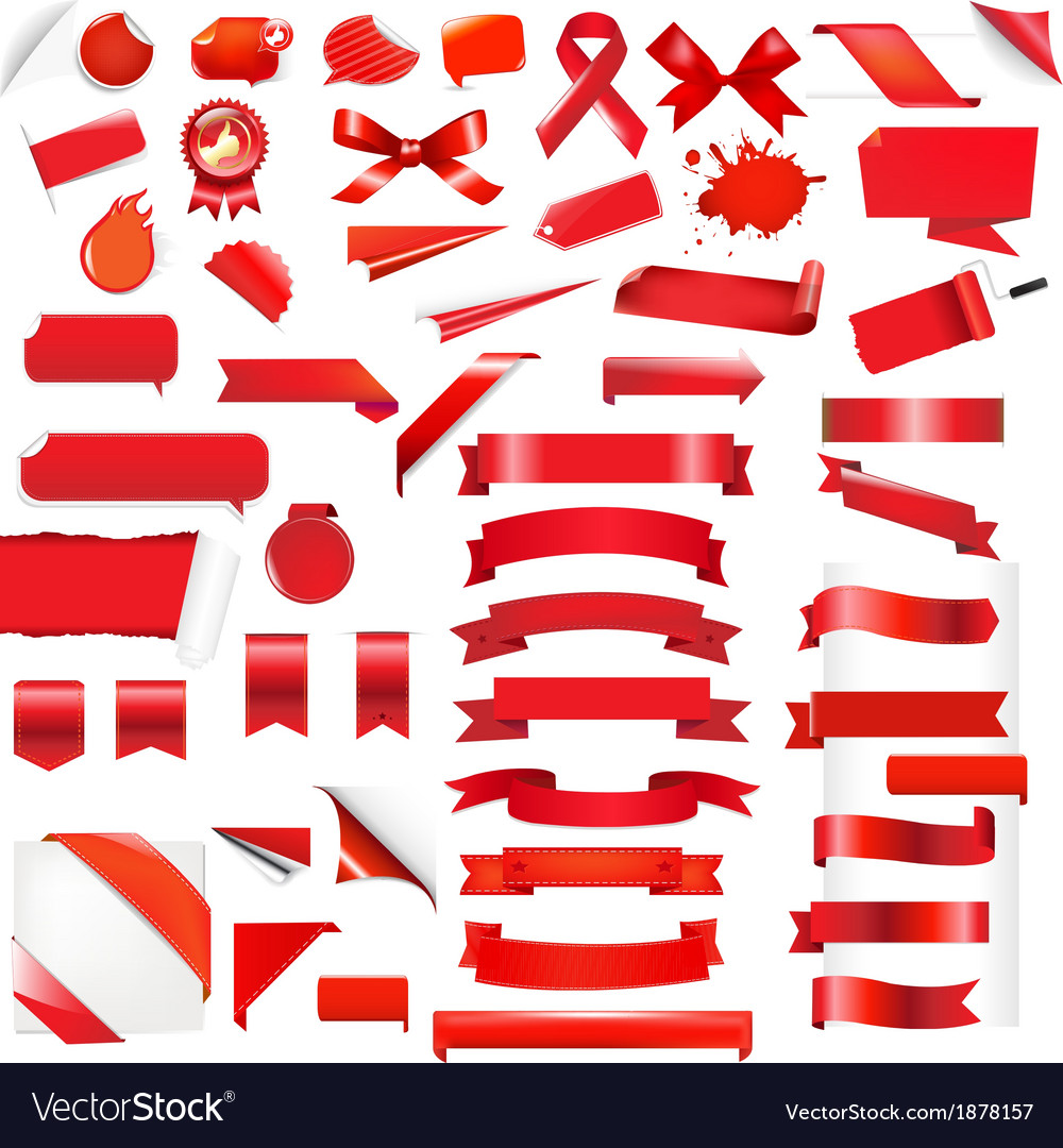 Big set speech bubble labels and ribbons Vector Image