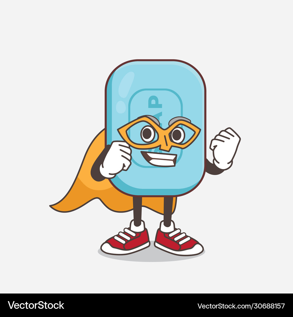 Blue soap cartoon mascot character dressed Vector Image