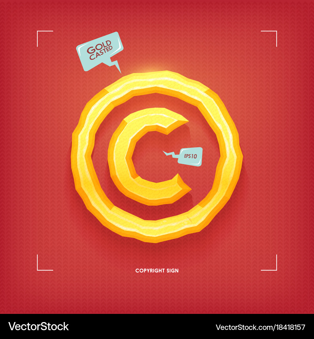 Copyright sign golden jewel typeface element Vector Image
