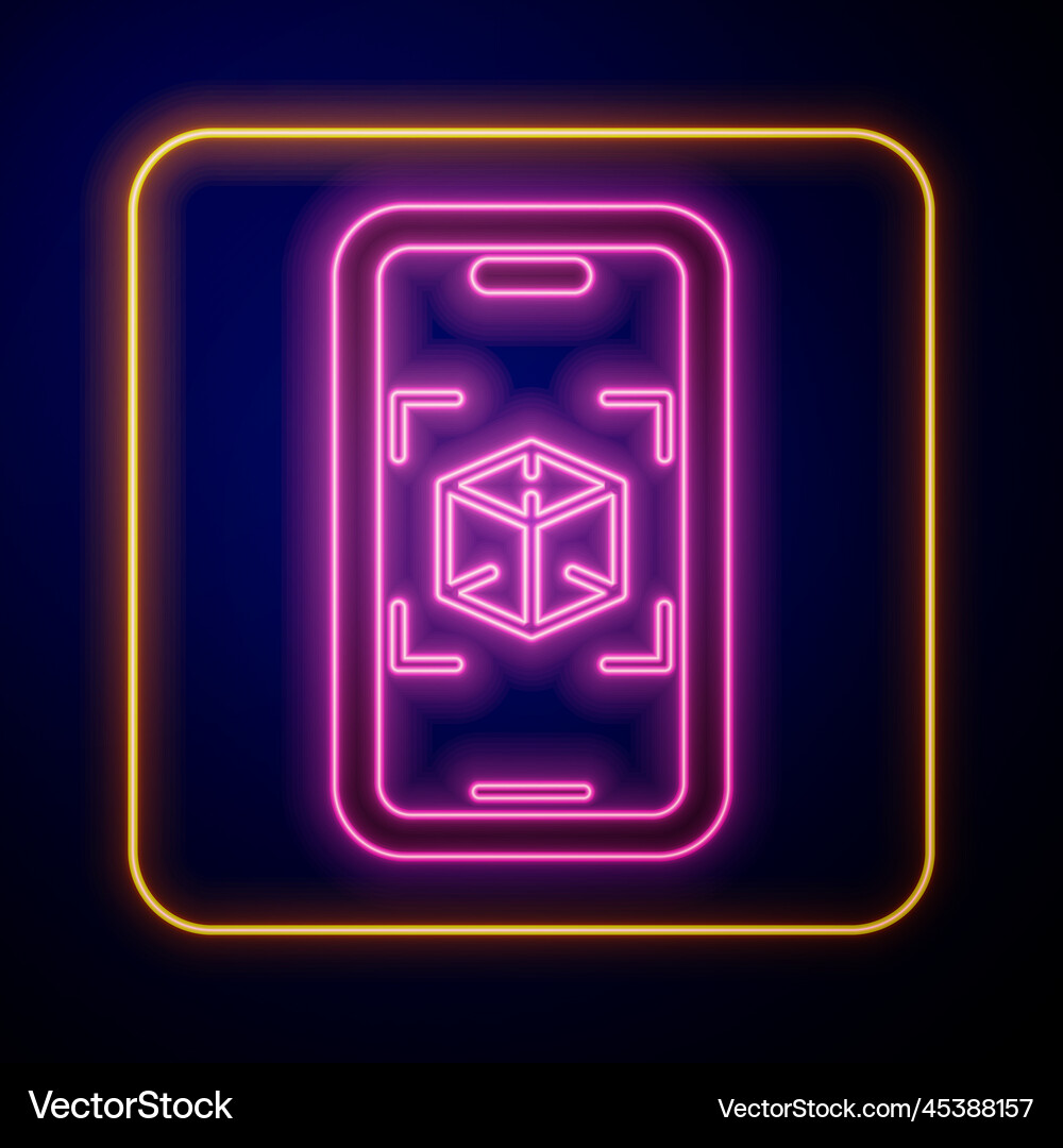 Glowing neon 3d modeling icon isolated on black Vector Image