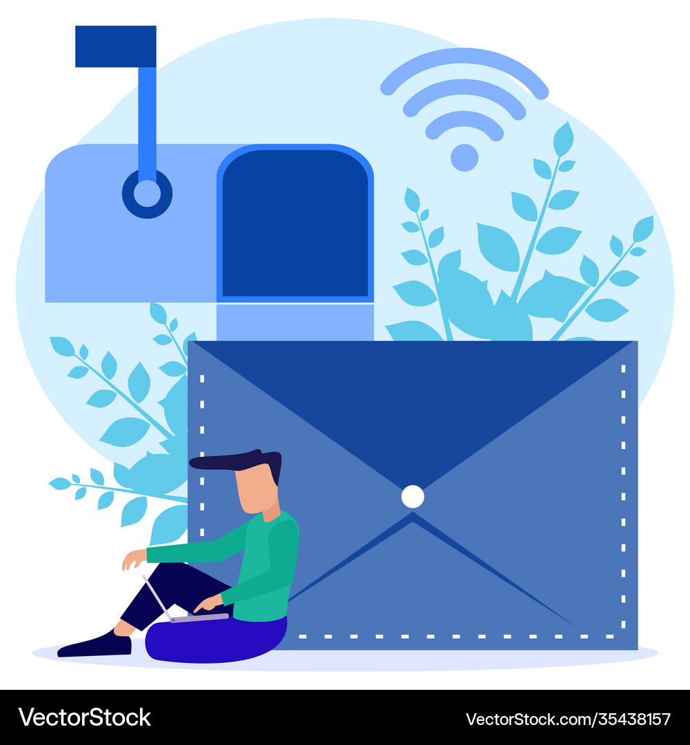 Graphic cartoon character email services Vector Image
