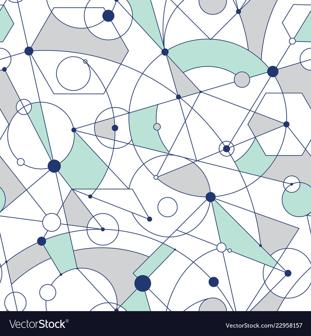 Grid seamless pattern with random geometric Vector Image