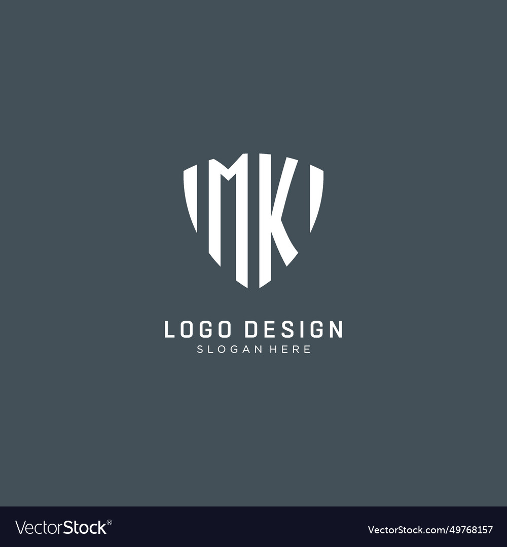 Initials mk logo shield guard shape creative Vector Image
