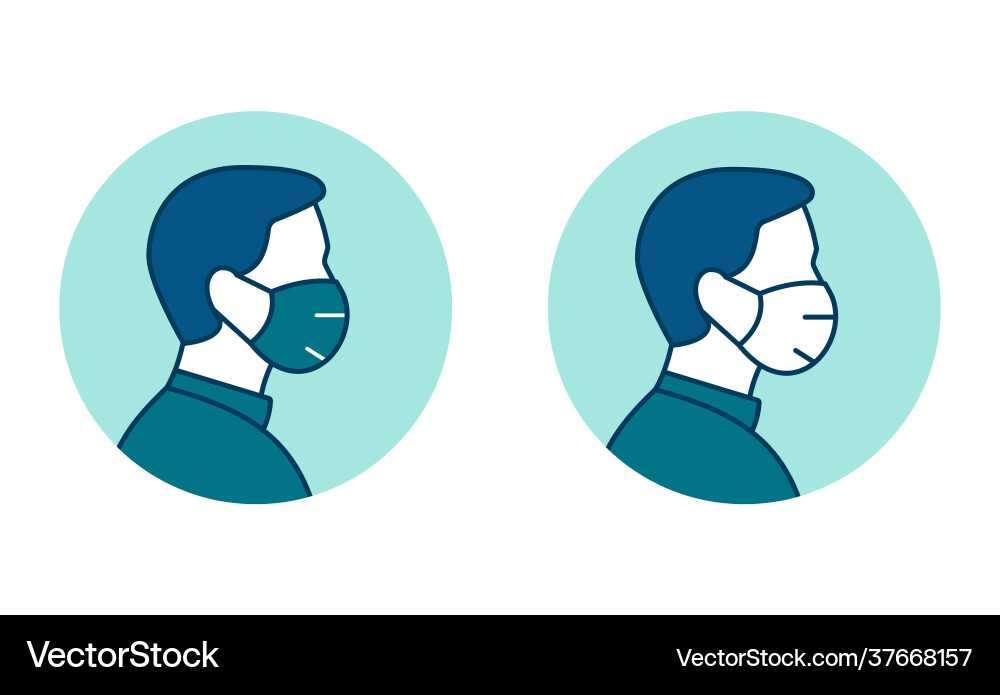 Man profile face silhouette in mask Royalty Free Vector