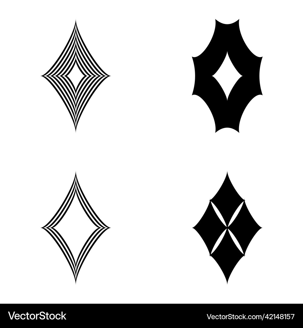 Rhombic star2 flat icon set isolated on white Vector Image