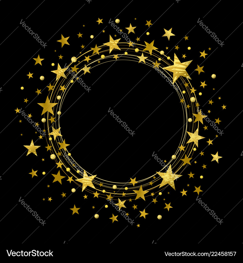 Round wreath gold stars Royalty Free Vector Image