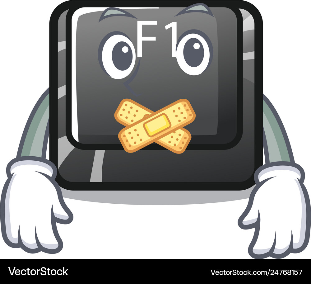 Silent cartoon f1 button installed on keyboard Vector Image