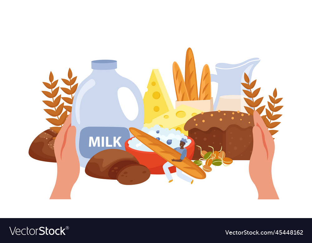 Baking bread flat composition Royalty Free Vector Image