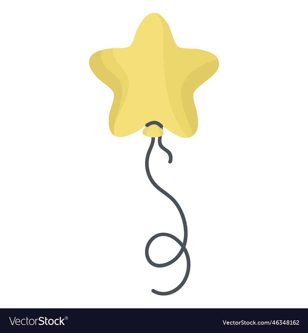 Balloon string star flat Royalty Free Vector Image