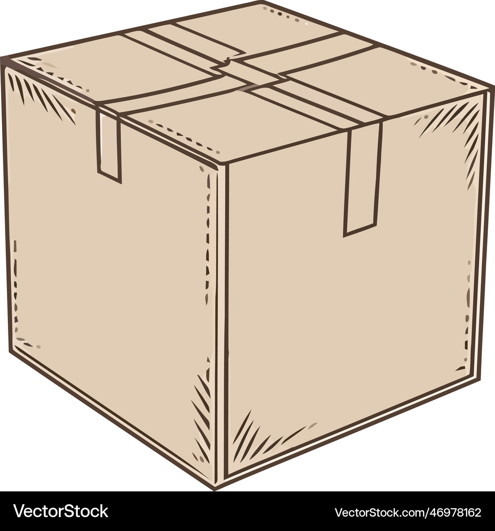 Beige closed carton box packing Royalty Free Vector Image