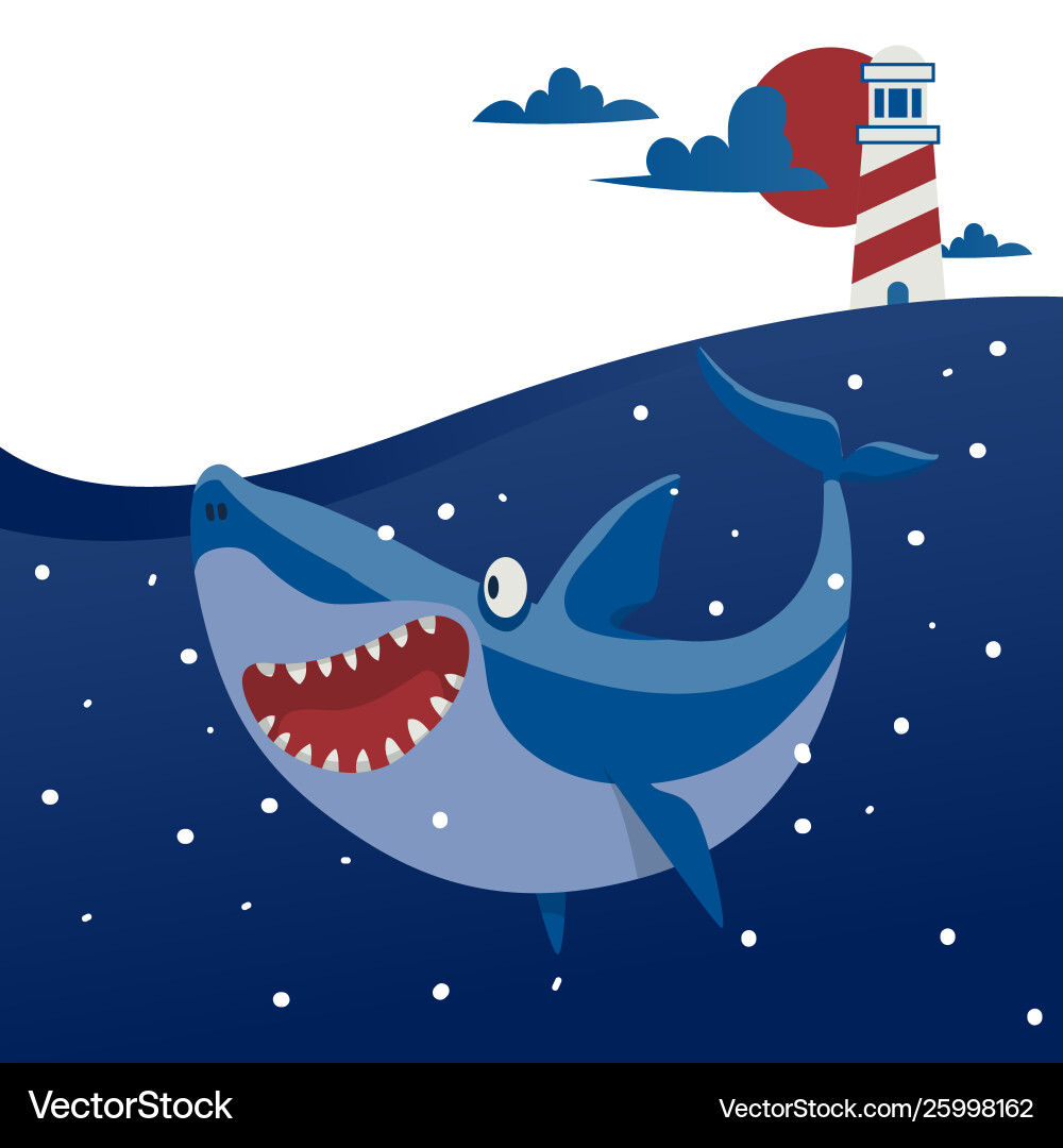 Big shark banner cartoon Royalty Free Vector Image