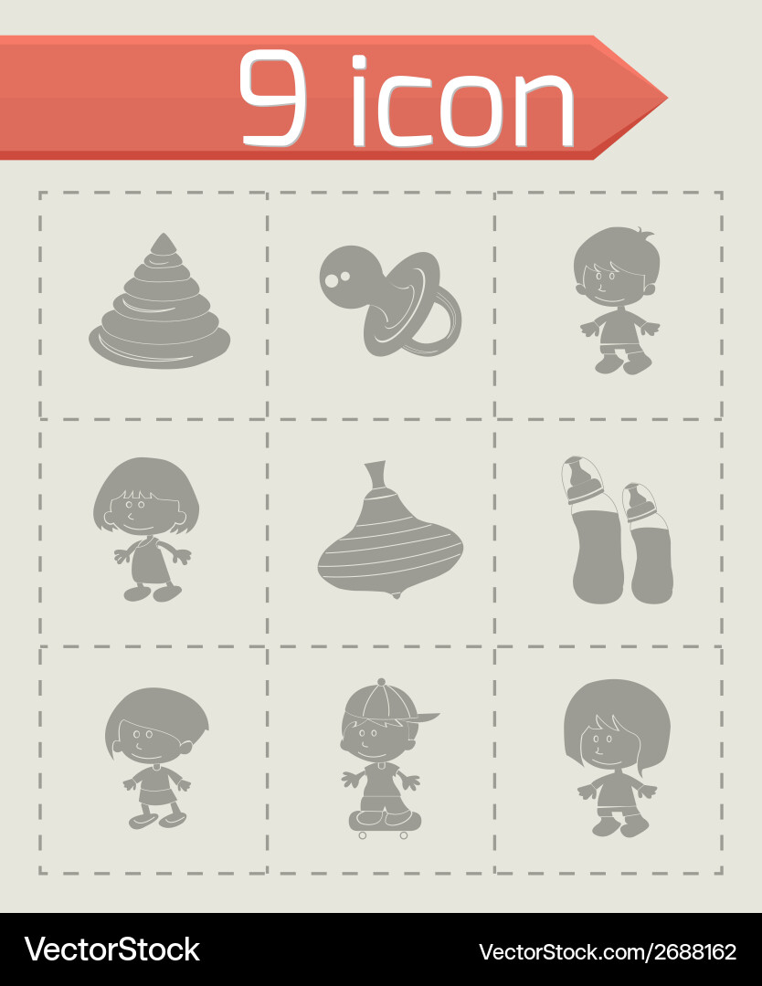 Black baby icons set Royalty Free Vector Image