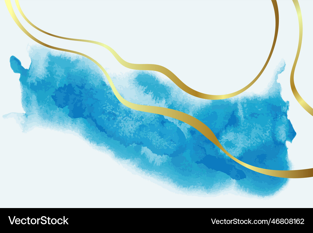 Blue and gold wave artwork watercolor Royalty Free Vector
