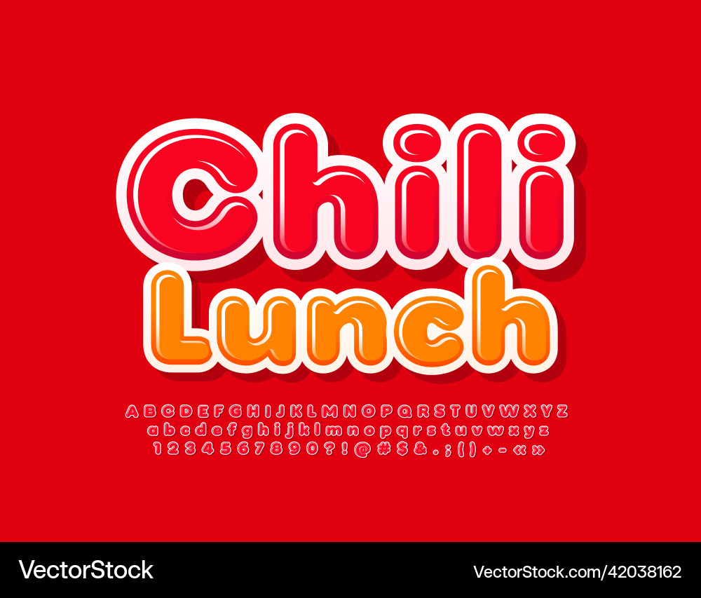 Bright emblem chili lunch red font Royalty Free Vector Image