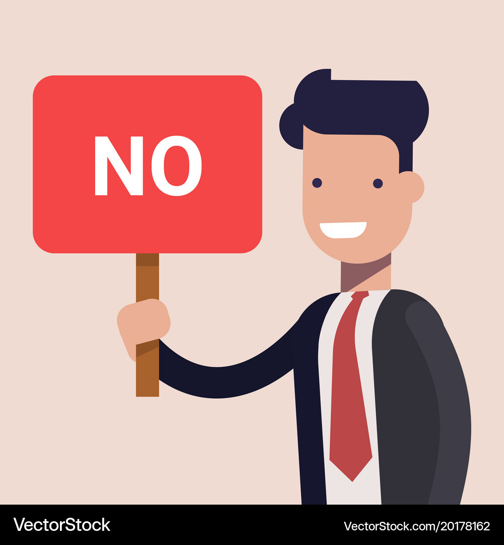 Businessman or manage keep a sign in hands Vector Image