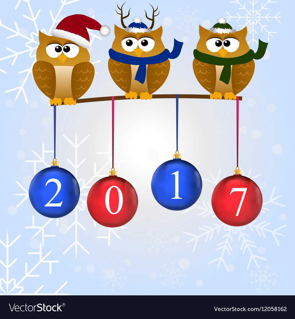Christmas owl in santa hat Royalty Free Vector Image