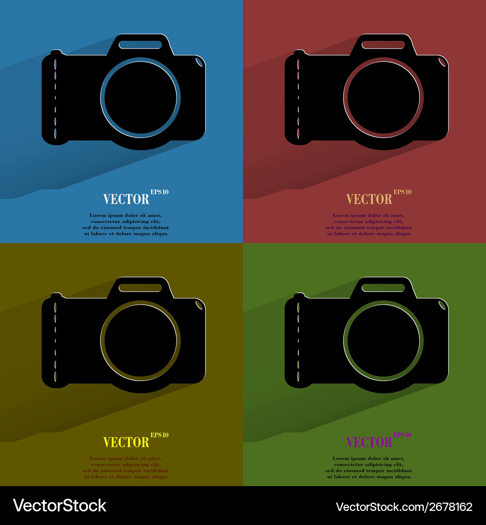 Color set photo camera flat modern web button Vector Image