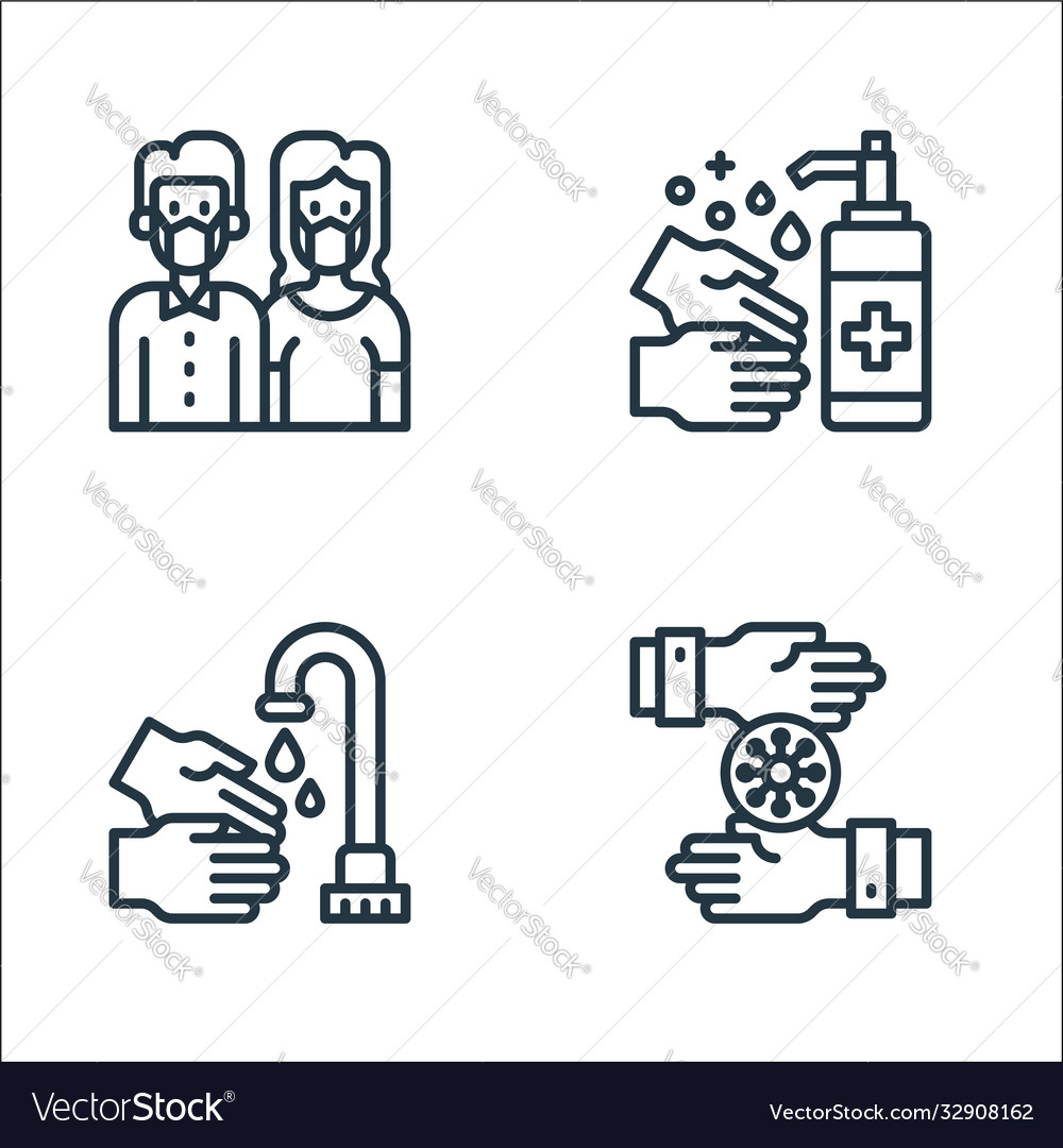 Coronavirus line icons linear set quality line Vector Image