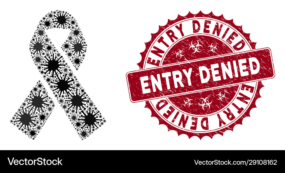 Coronavirus mosaic mourning ribbon icon Royalty Free Vector