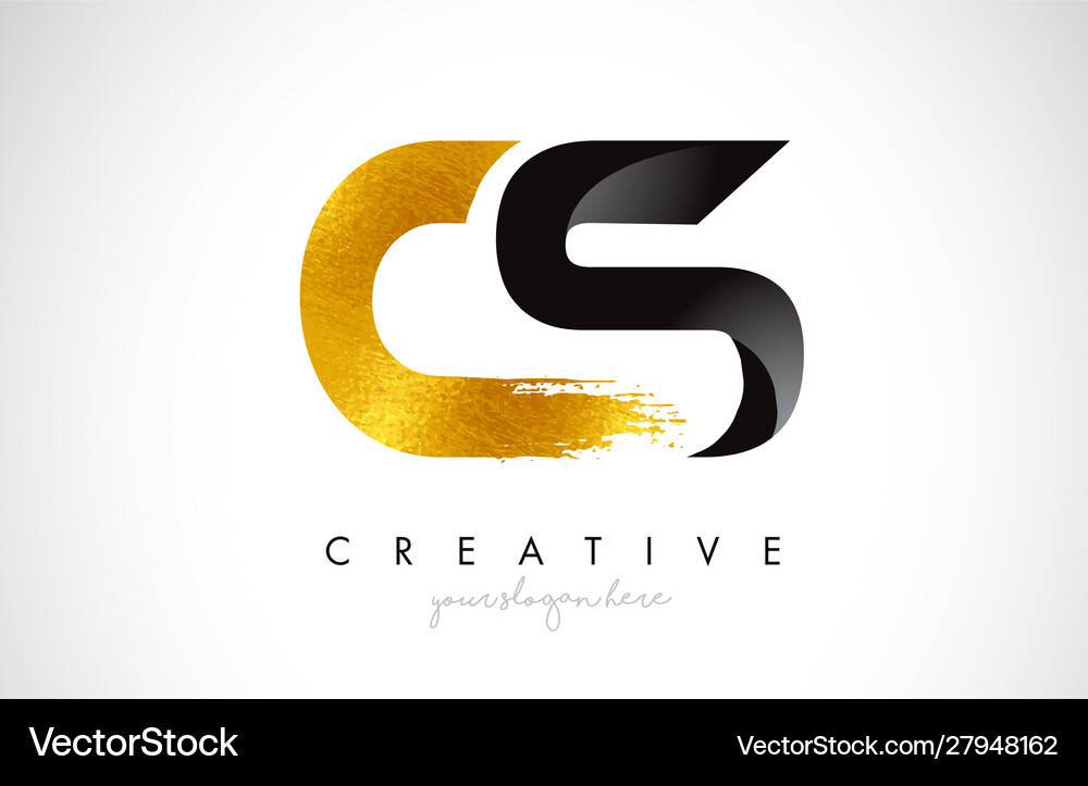 Cs letter design with brush stroke and modern 3d Vector Image