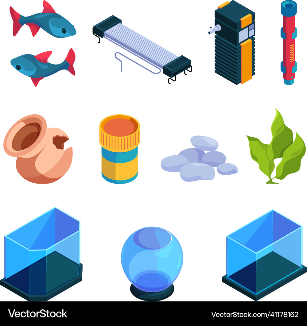 Decorative aquarium interior glass tanks Vector Image
