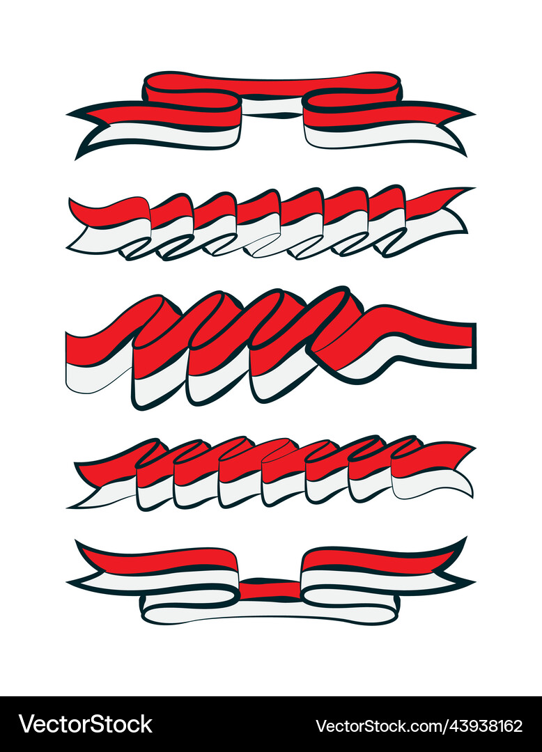 Indonesia ribbon flag set in various creative Vector Image