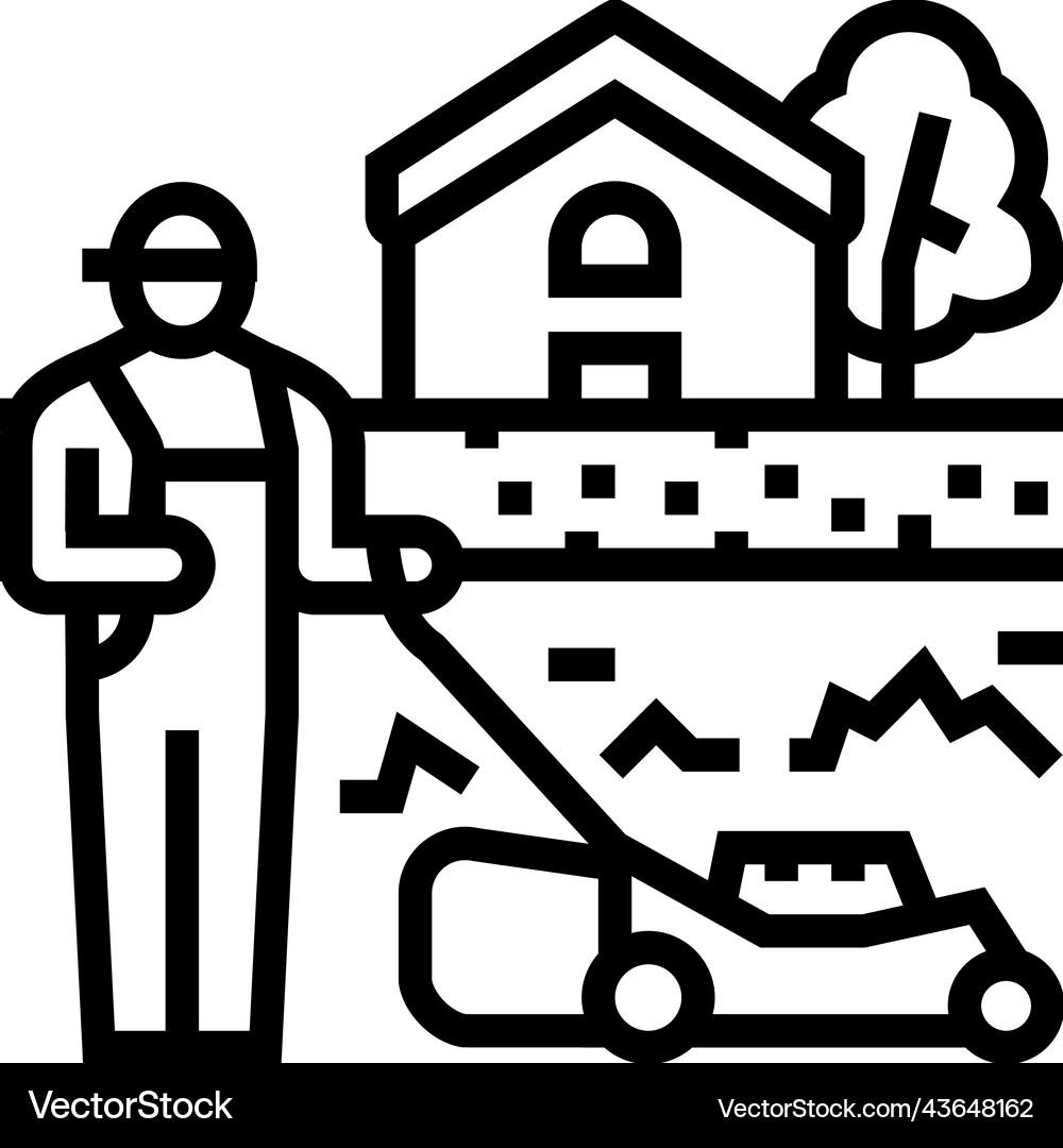 Lawn care landscape line icon Royalty Free Vector Image