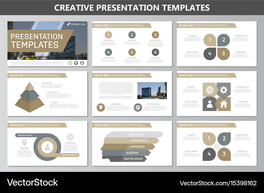 Modern Presentation Slides - Brown & Beige Vector Image