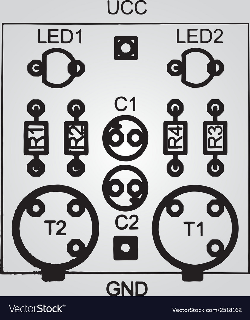 Printed circuit board through-hole technology Vector Image