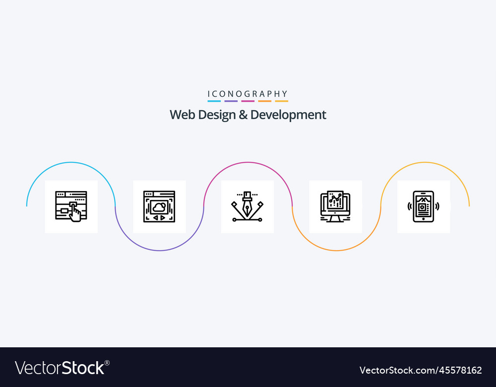 Web design and development line 5 icon pack Vector Image
