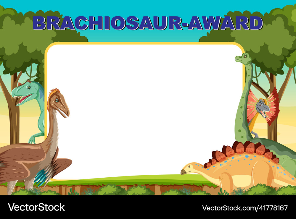 Banner design with dinosaurs in forest Royalty Free Vector