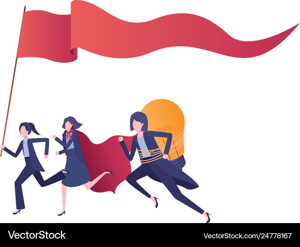 Business women with set icons Royalty Free Vector Image