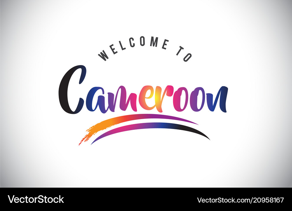 Cameroon welcome to message in purple vibrant Vector Image