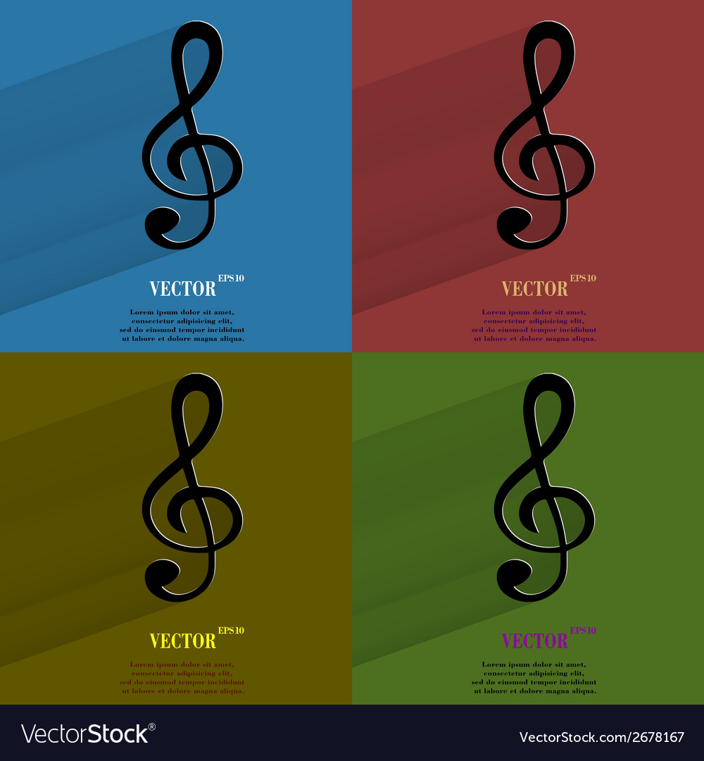 Color set music elements notes web icon flat Vector Image