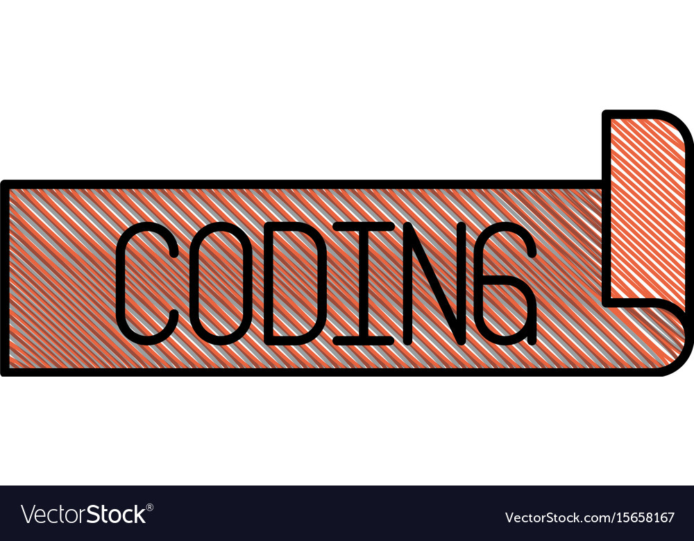 Colored pencil silhouette label text of coding Vector Image