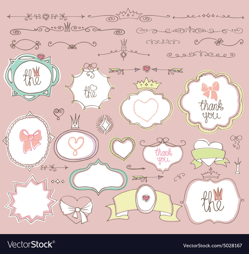 Doodle labels element Royalty Free Vector Image