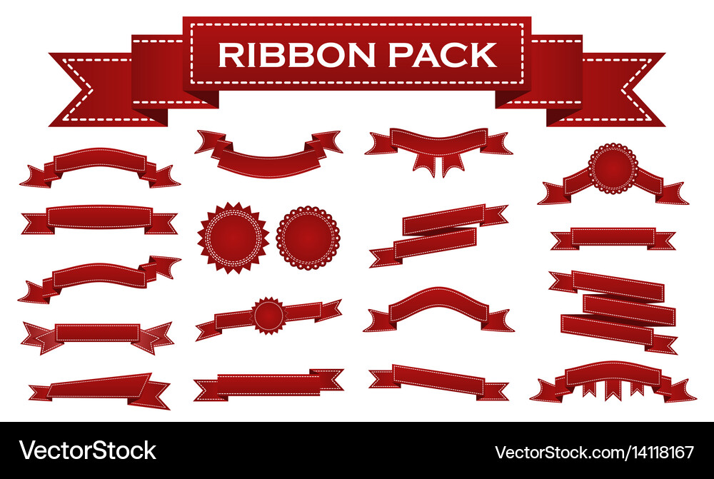 Embroidered red ribbons and stumps pack isolated Vector Image