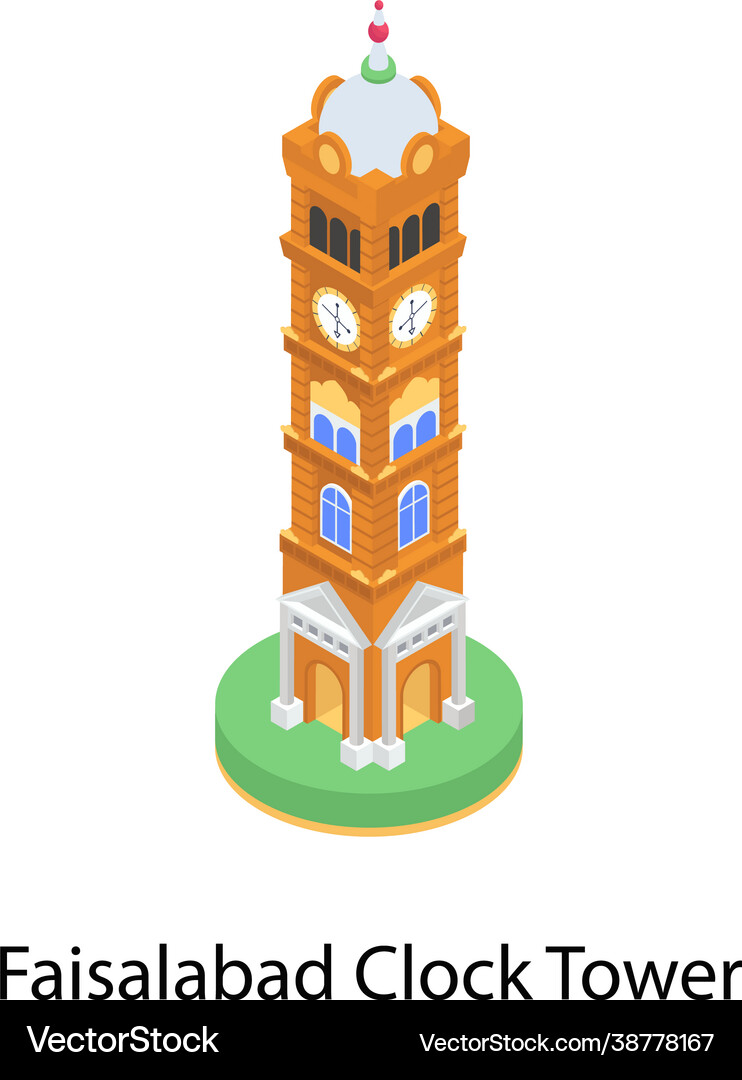 Faisalabad clock tower Royalty Free Vector Image