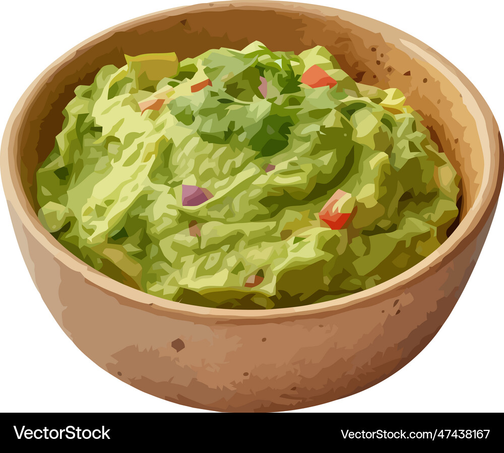 Fresh organic guacamole in a bowl Royalty Free Vector Image