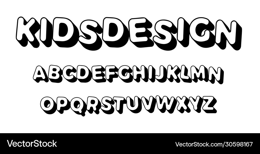 Kids letters set cartoon style alphabet Royalty Free Vector