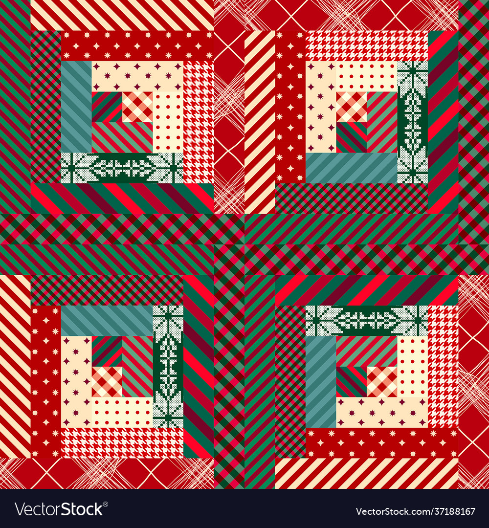 Patchwork textile pattern seamless quilting Vector Image