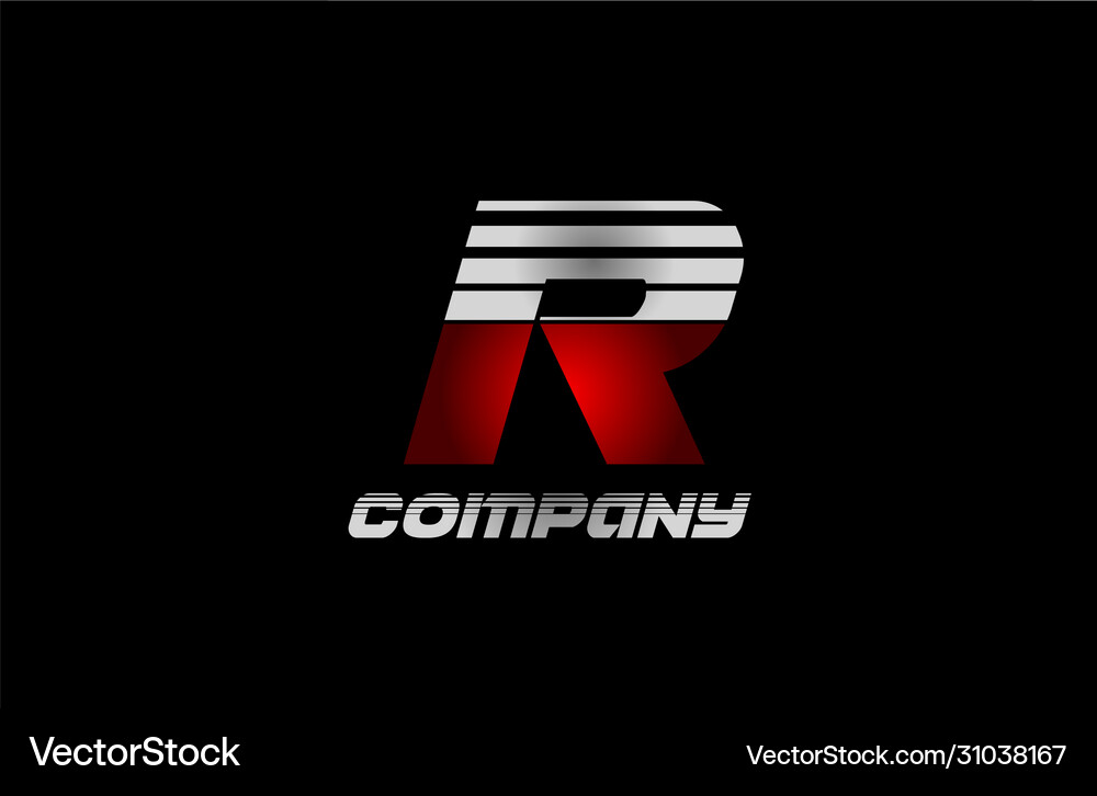 R red grey black alphabet letter logo icon design Vector Image
