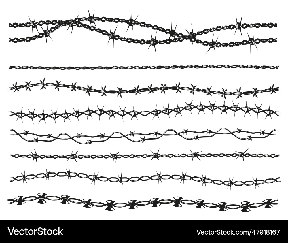 Razor wire collection barbed wire military border Vector Image