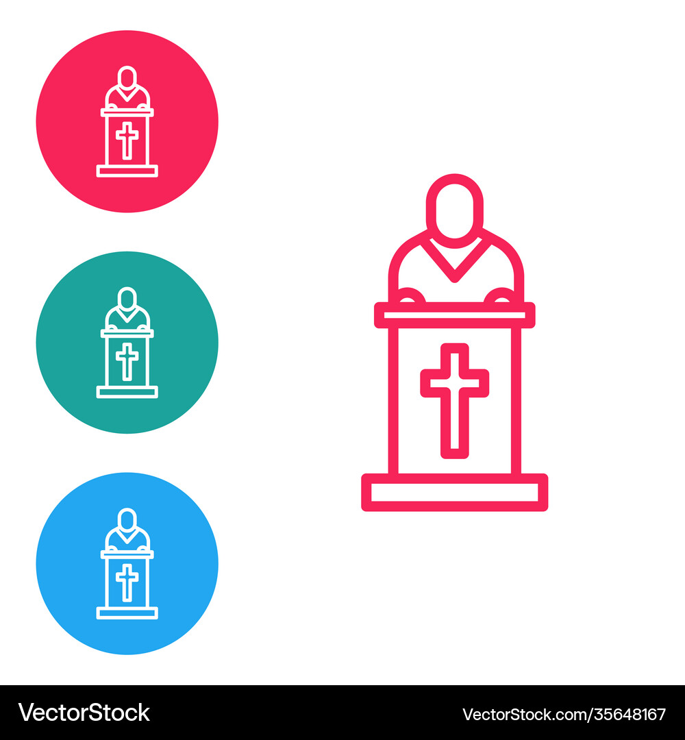 Red line church pastor preaching icon isolated Vector Image