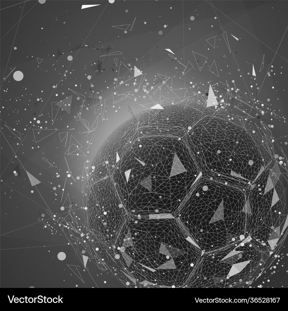 Soccer ball in a modern abstract style breaks up Vector Image