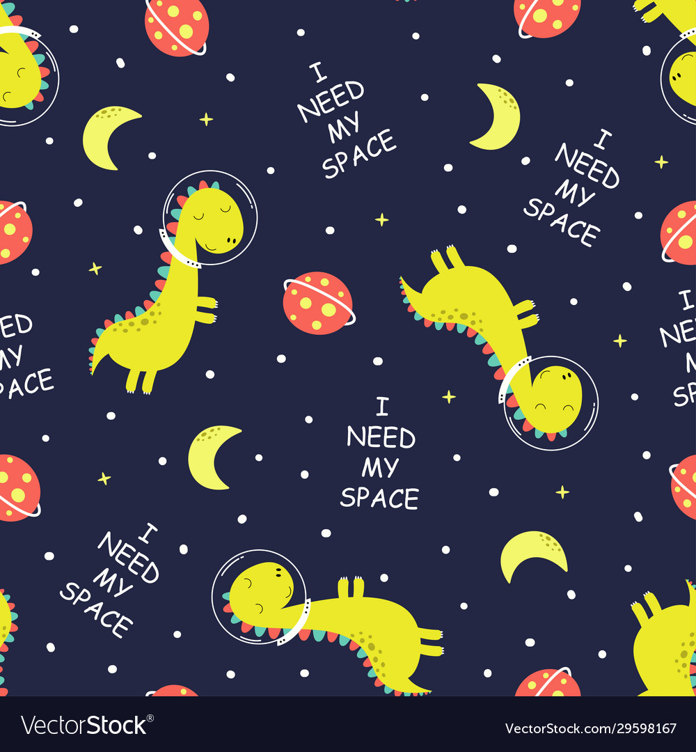Space dinosaur pattern Royalty Free Vector Image