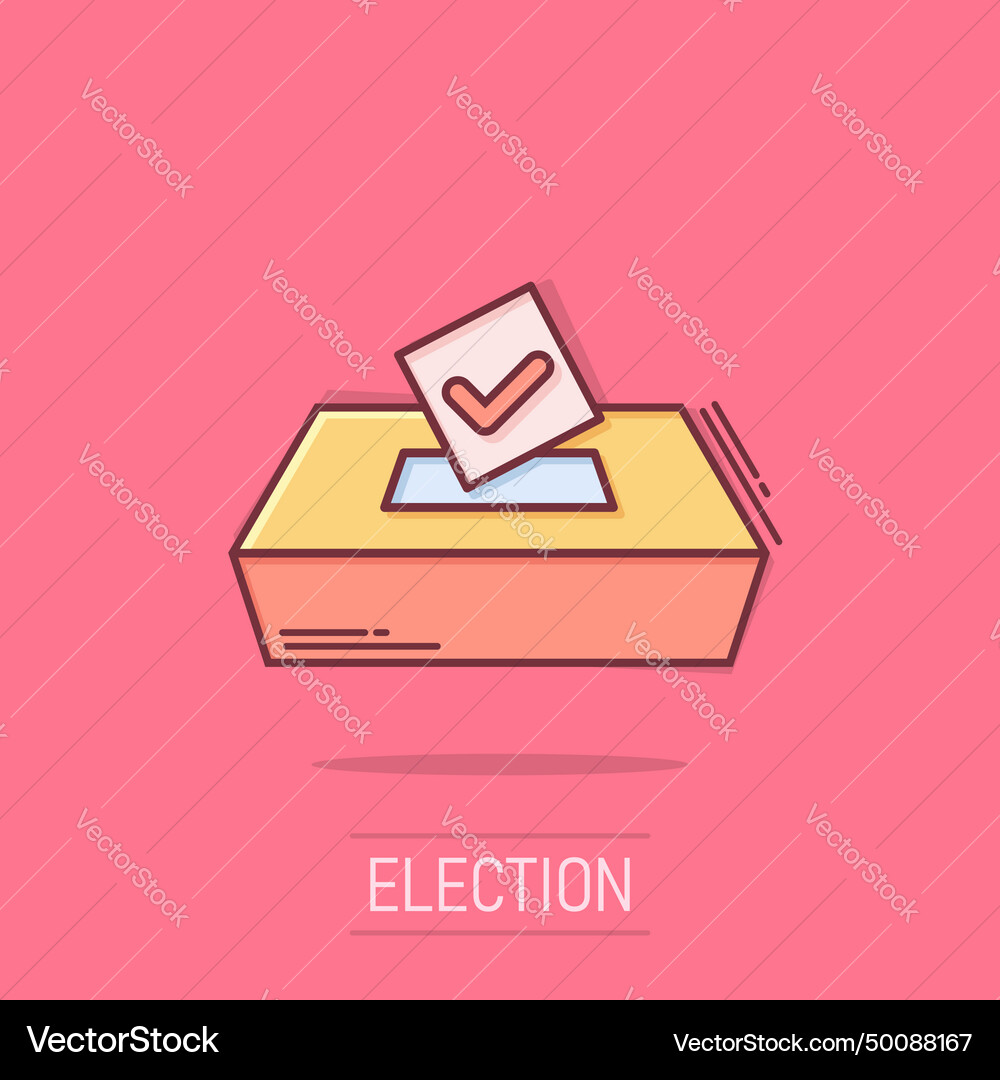 Vote icon in comic style ballot box cartoon Vector Image