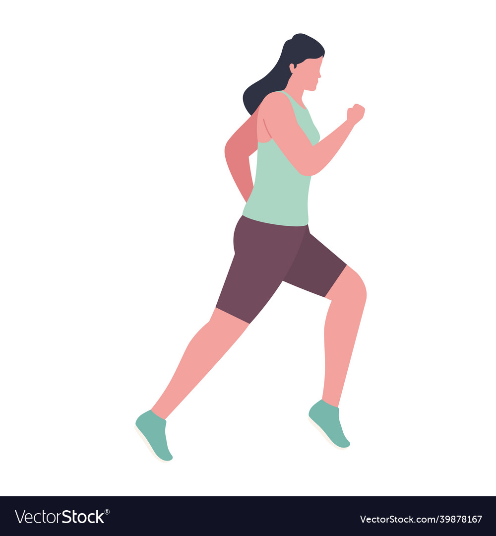 Woman running in marathon Royalty Free Vector Image