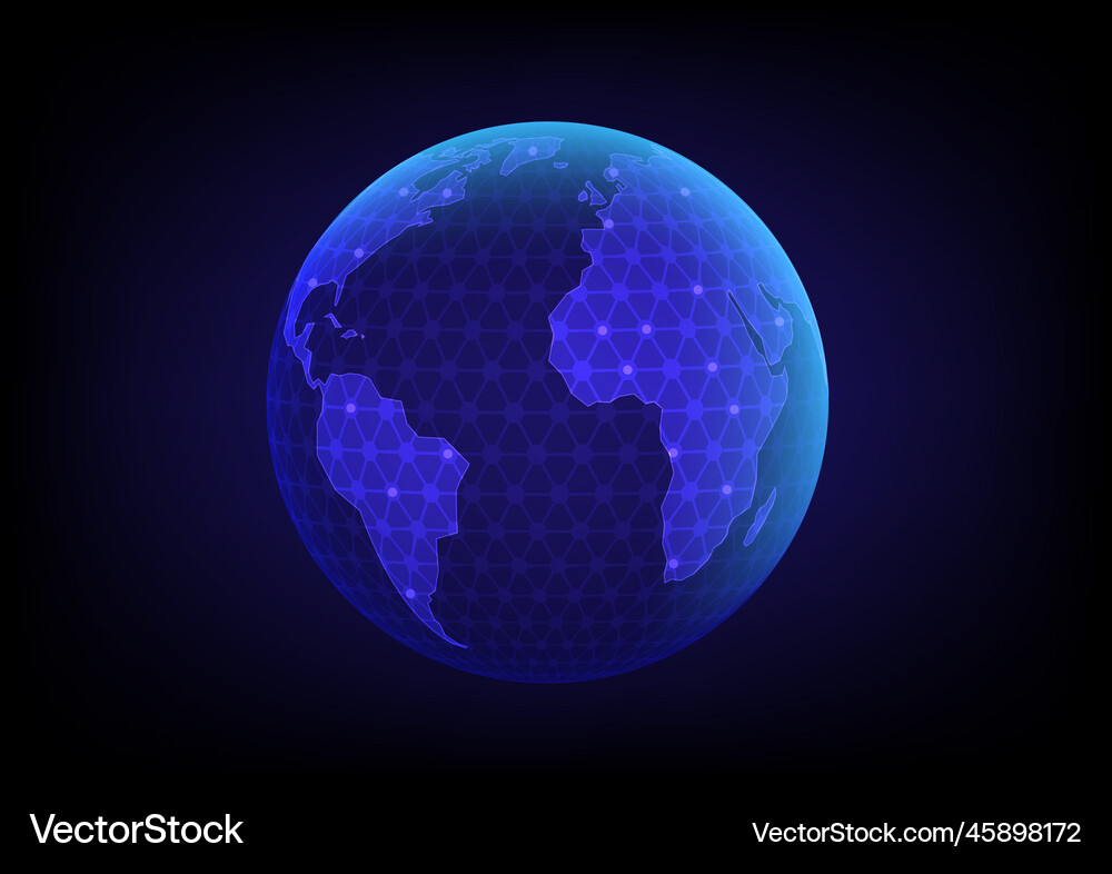 Abstract blue futuristic planet 3d earth Vector Image